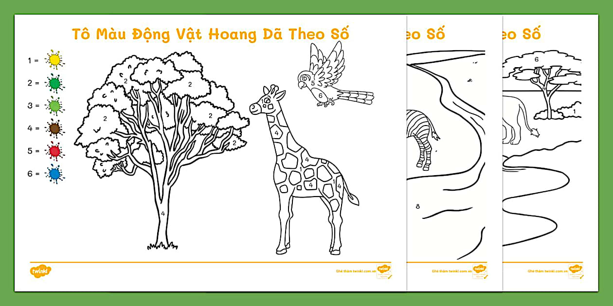 Tranh Tô Màu Theo Số Chủ Đề Động Vật Hoang Dã
