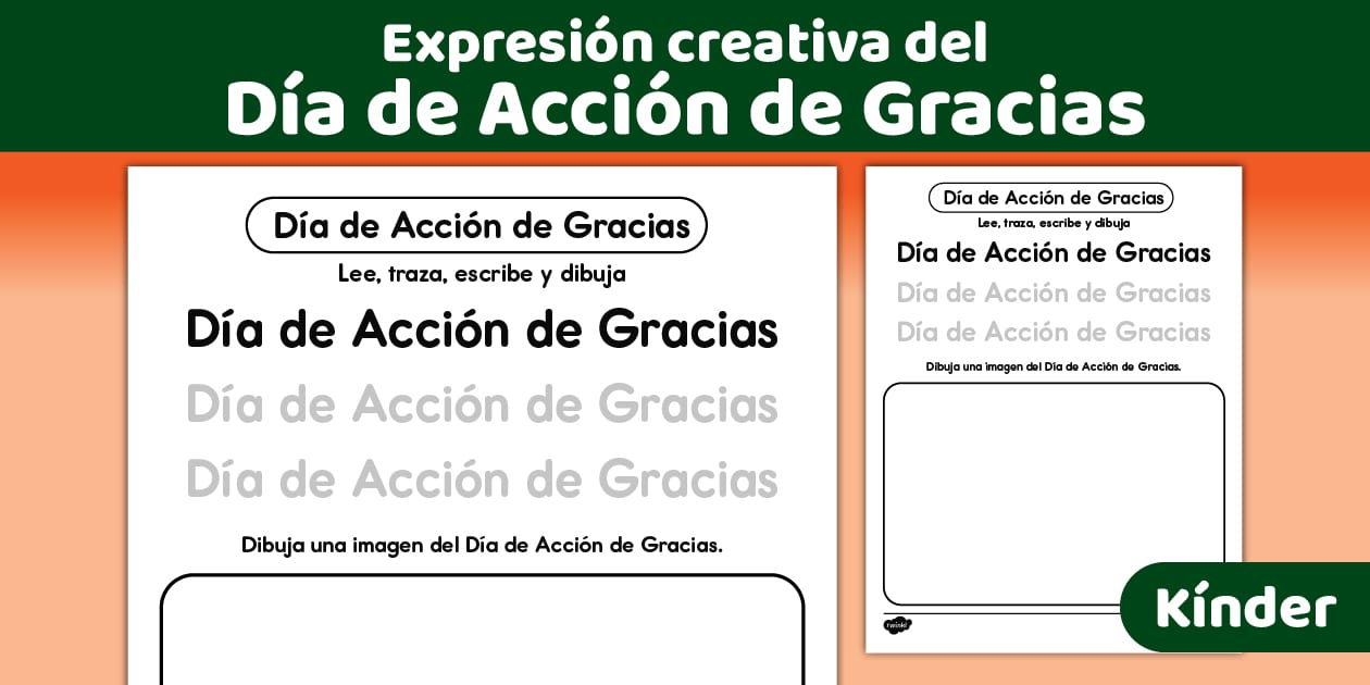 Hoja de trabajo para kínder: Lee, traza, escribe y dibuja sobre el Día de