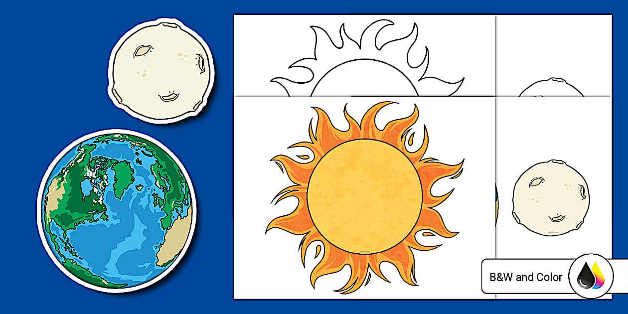 Earth, Sun, and Moon Cutouts (Lehrer gemacht) - Twinkl