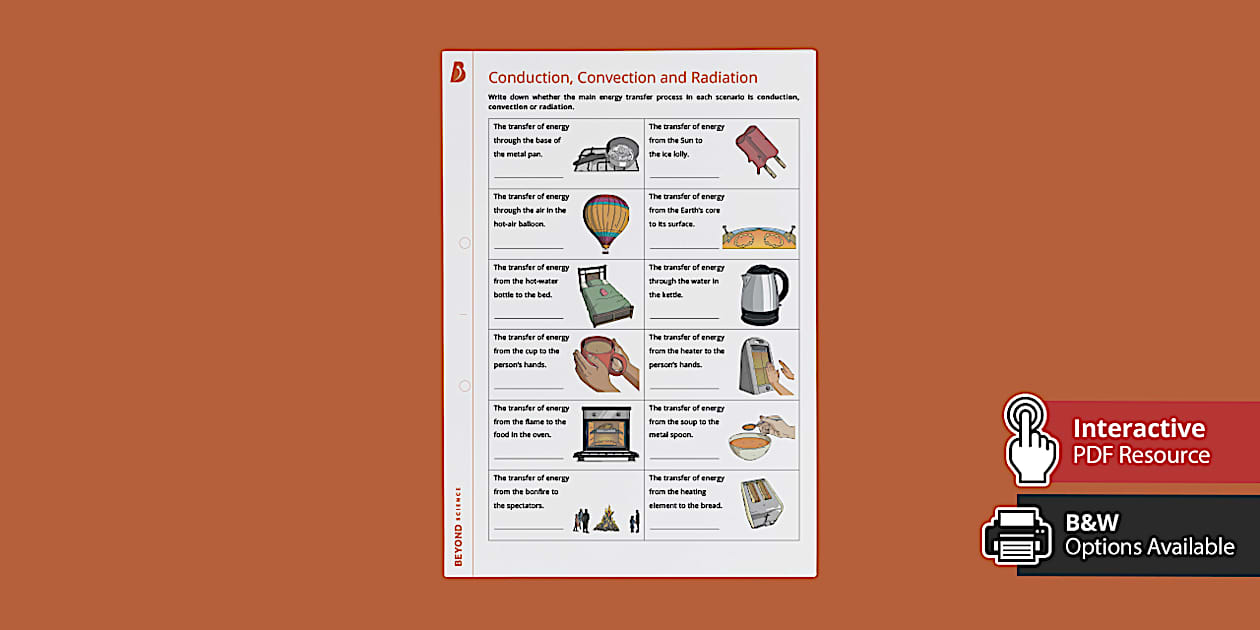 Editable Conduction, Convection and Radiation Worksheet