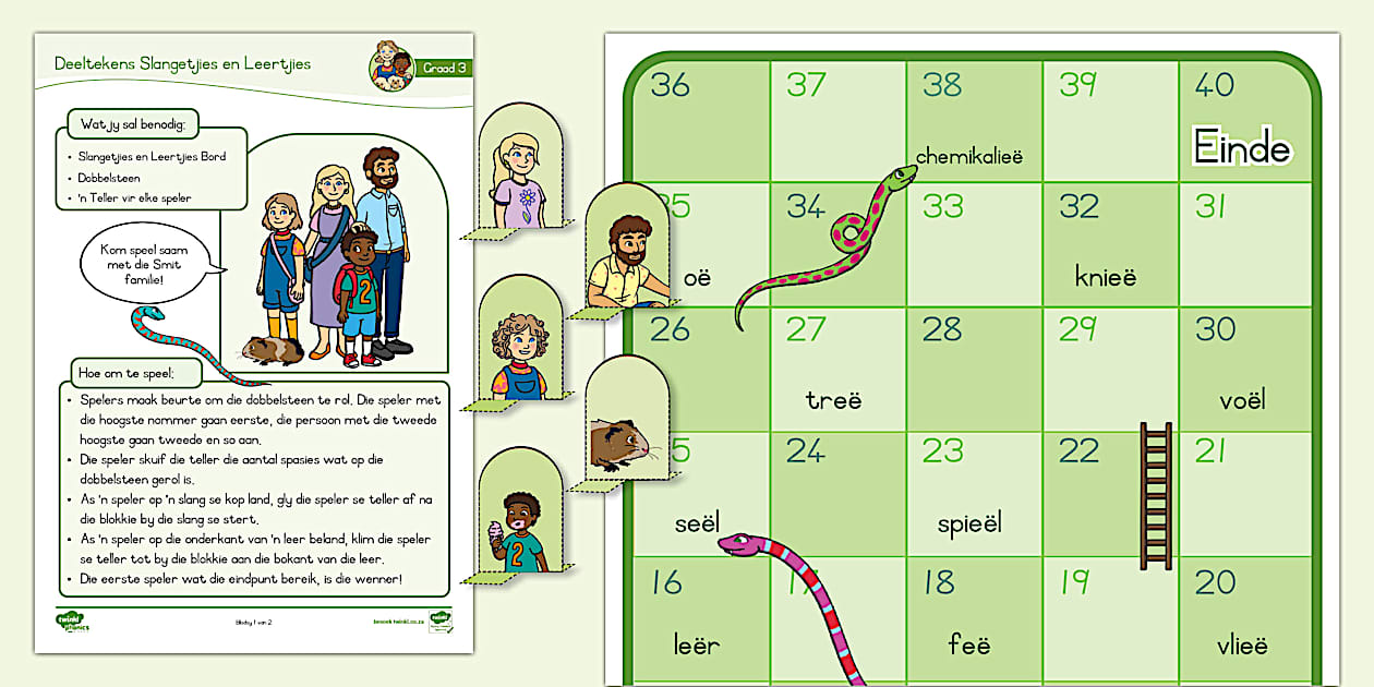 Graad 3 Klanke Woorde met Deeltekens Drukbare Speletjie
