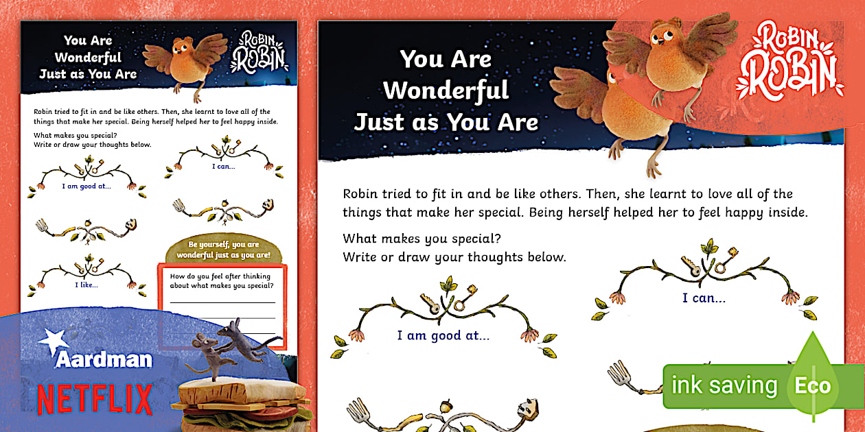 FREE! - Robin Robin: You Are Wonderful Just as You Are Activity