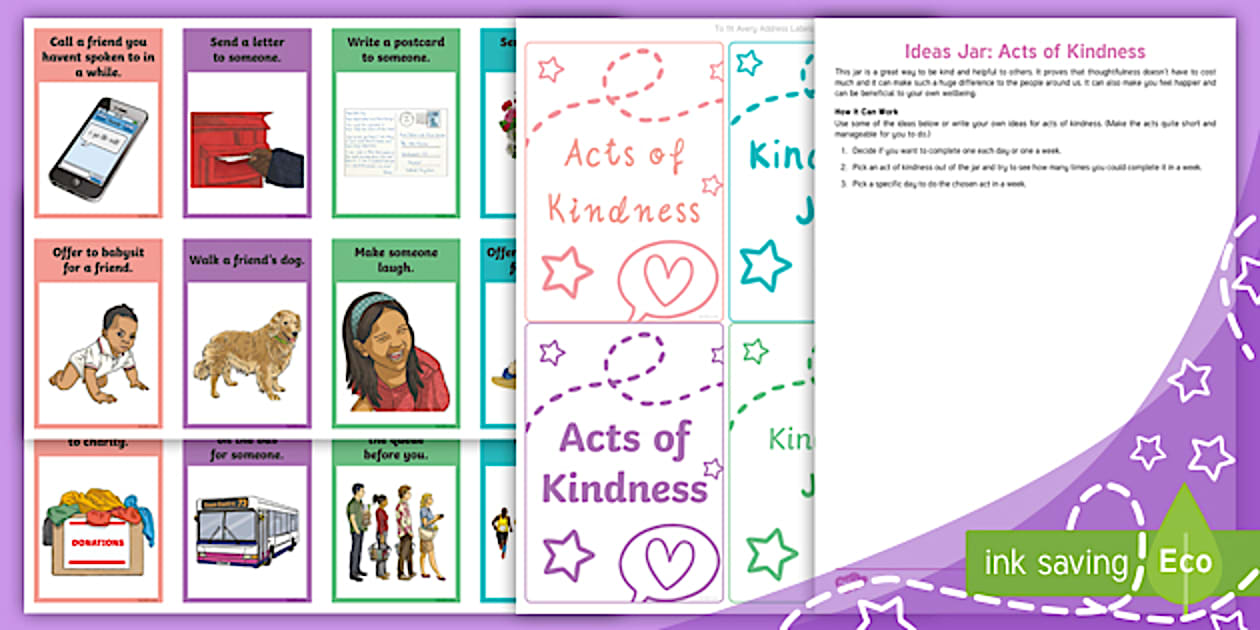 Acts of Kindness: Ideas Jar - Twinkl