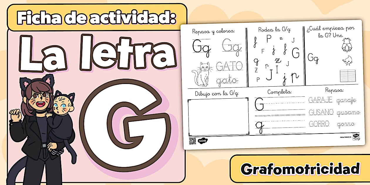 Ficha de actividad: La letra G - Grafomotricidad