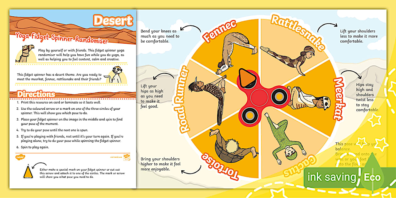 Yoga Fidget Spinner Randomiser: Desert (Teacher-Made)