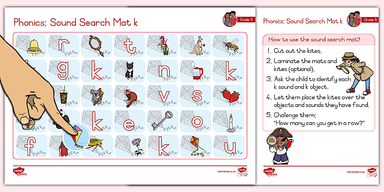 Grade R Phonics: Sound Search Activity Mat k (teacher made)