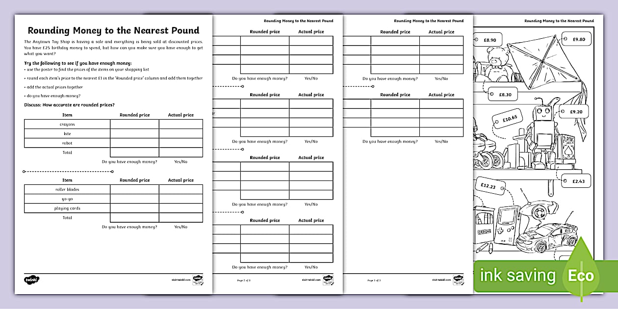 👉 Rounding Money to the Nearest Pound (teacher made)