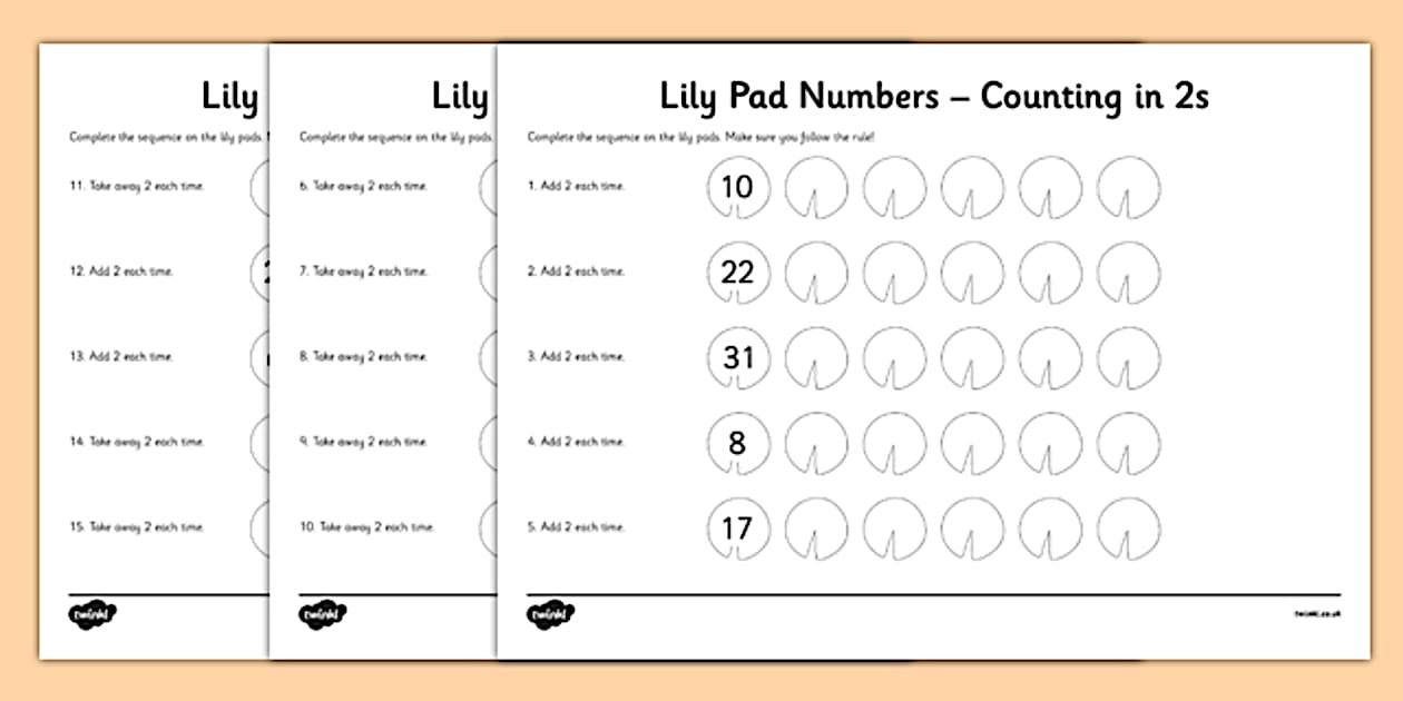 Lily Pad Counting in Twos Worksheet / Worksheet - Twinkl