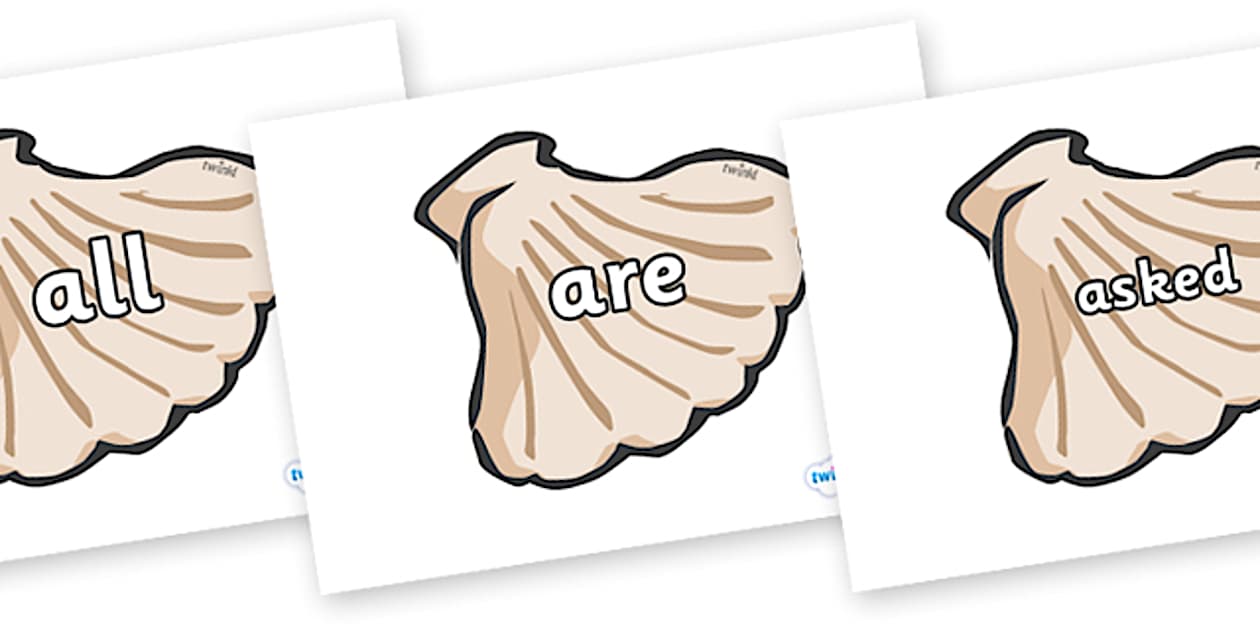 Cursive Tricky Words on Sea Shells (teacher made) - Twinkl