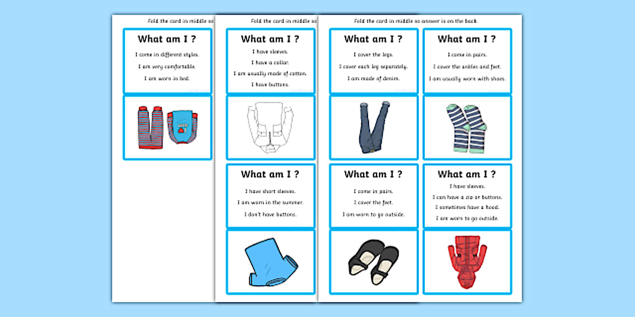 Editable What Am I? Clothes Guessing Game (teacher made)
