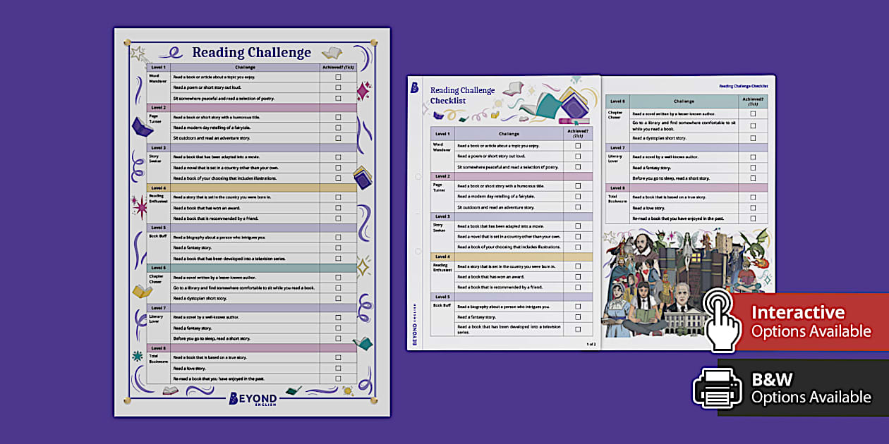 Reading Challenge Poster Checklist (Teacher-Made) - Twinkl