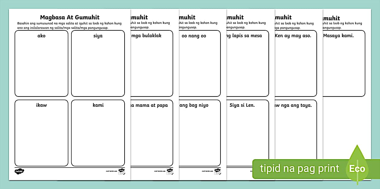 Pagsasanay Sa Filipino Sight Words | Kinder | Twinkl
