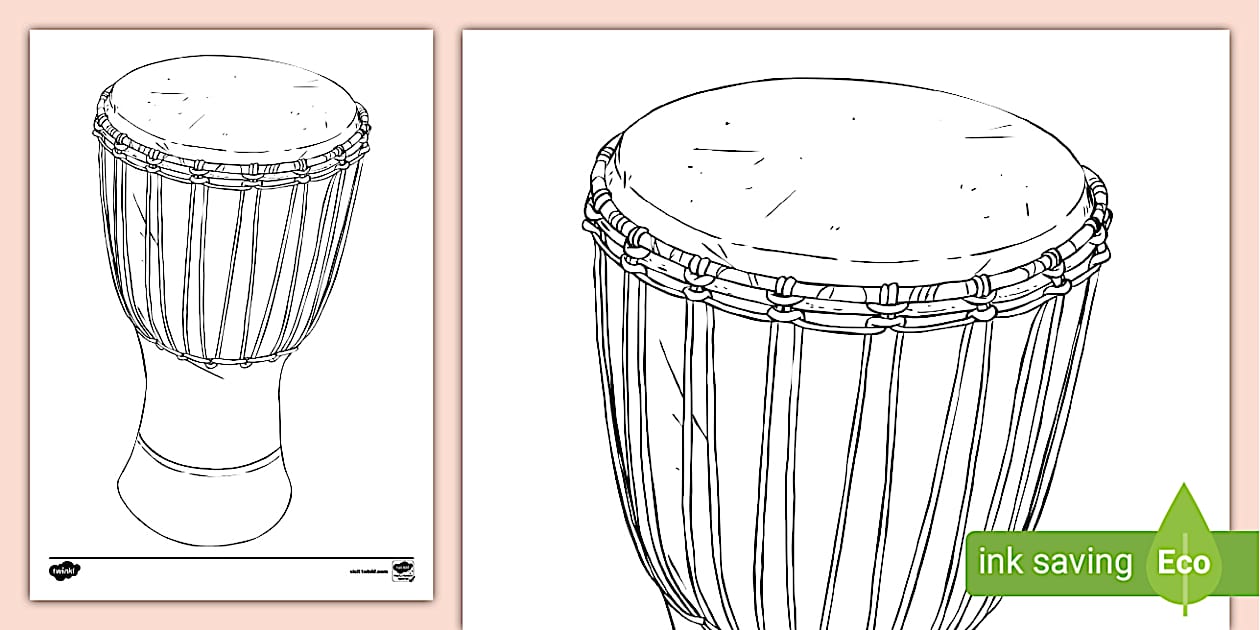👉 Djembe Drum Colouring Page