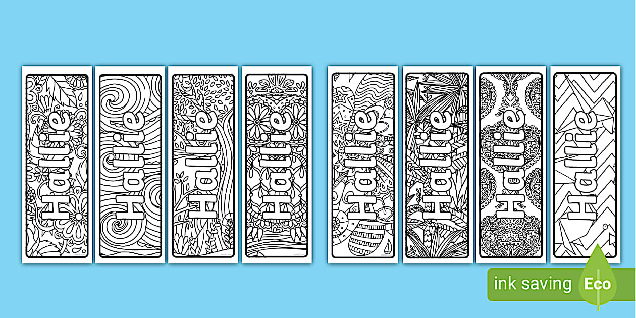 Hallie Mindfulness Name Colouring Bookmarks | Twinkl | KS1