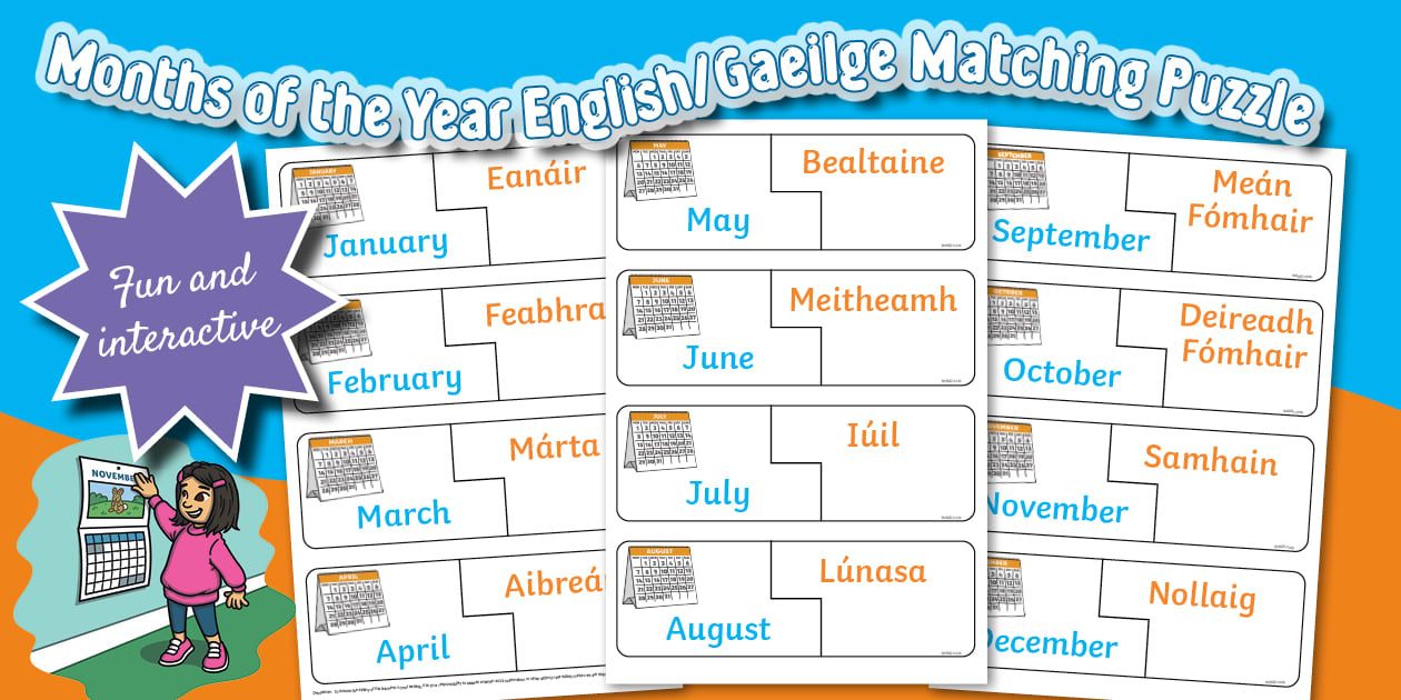 * NEW * Months of the Year English/Gaeilge Matching Puzzle