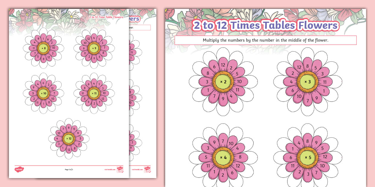 Mixed 2 to 12 Times Tables Flowers - KS2 (teacher made)