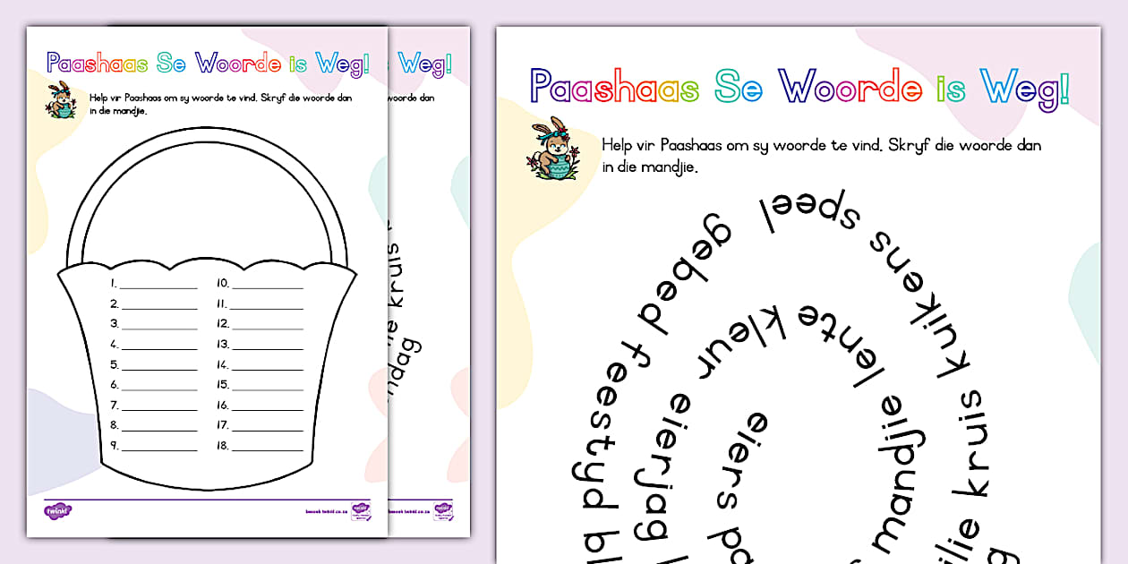 Paashaas Se Woorde Is Weg! (teacher made) - Twinkl