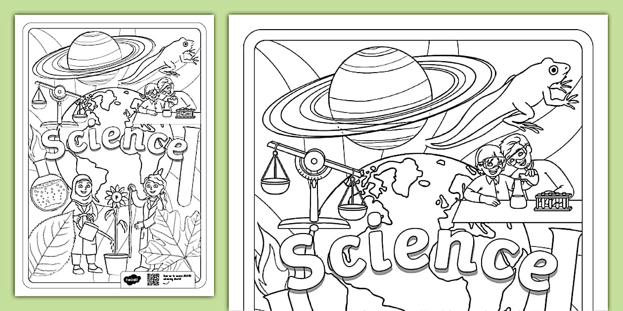 Science Unit Page Colouring, Science Book Cover - Twinkl
