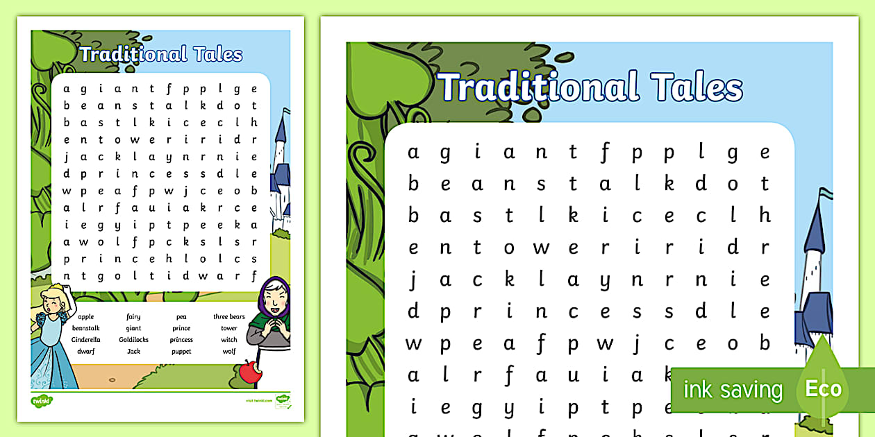 Traditional Themed Tall Tales Word Search (teacher made)