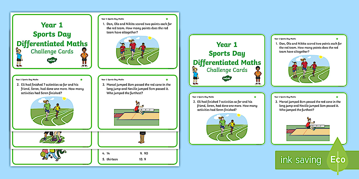 Year 1 Sports Day Maths Differentiated Challenge Cards