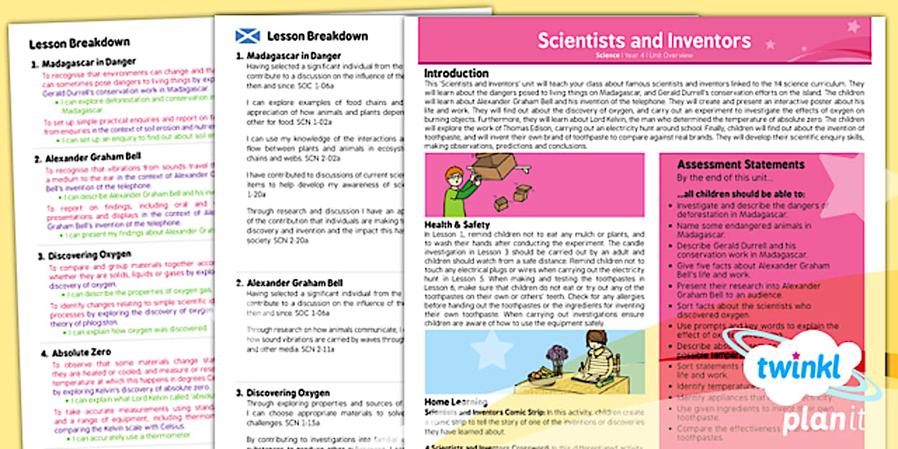 Science: Scientists and Inventors Year 4 Planning Overview CfE
