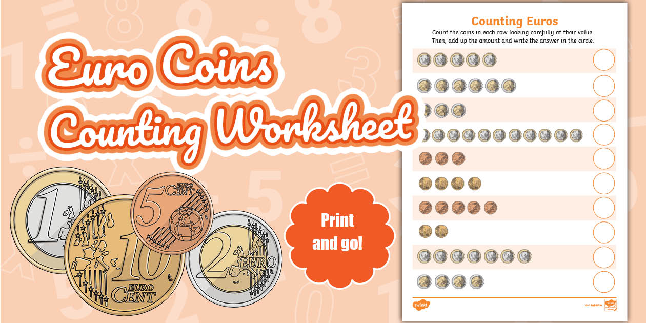 Euro Coins Counting Worksheet