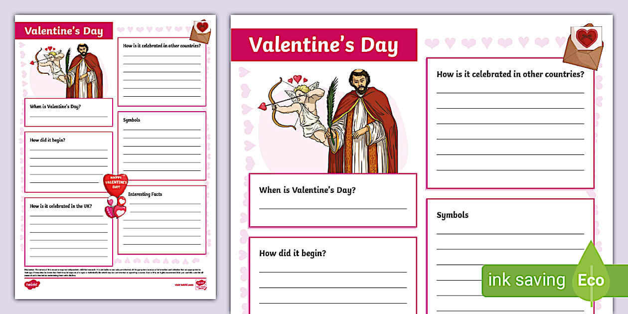 Valentine's Day Fact File Template (teacher made) - Twinkl