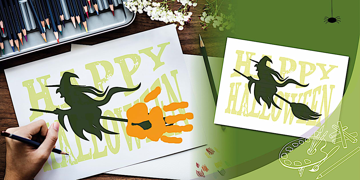 Halloween Witch Handprint Activity Poster (teacher made)