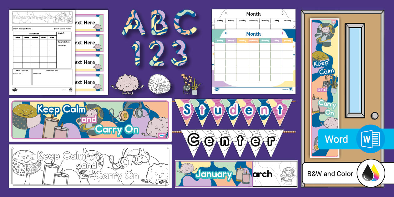 Modern Calm Colors Classroom Decor Pack - Twinkl