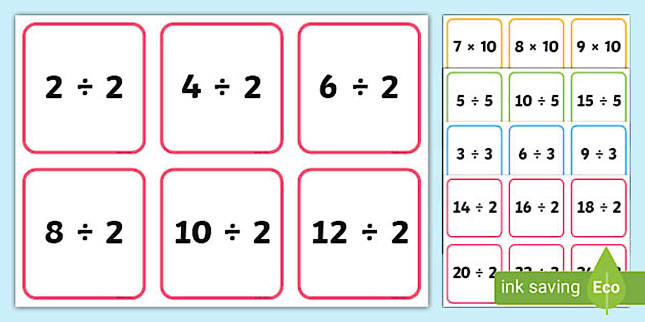 Editable Multiplication and Division 2x, 3x, 5x, 10x Number Sentence Cards