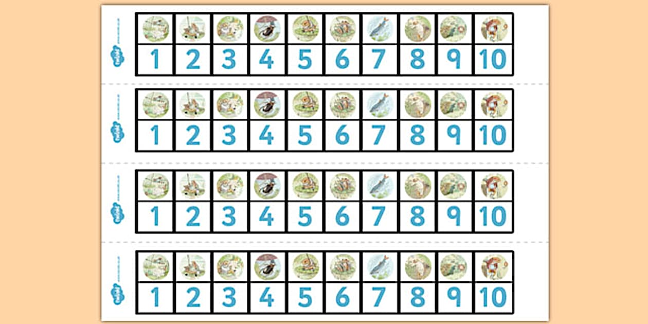 The Tale of Mr Jeremy Fisher Number Track 1-10 - Twinkl