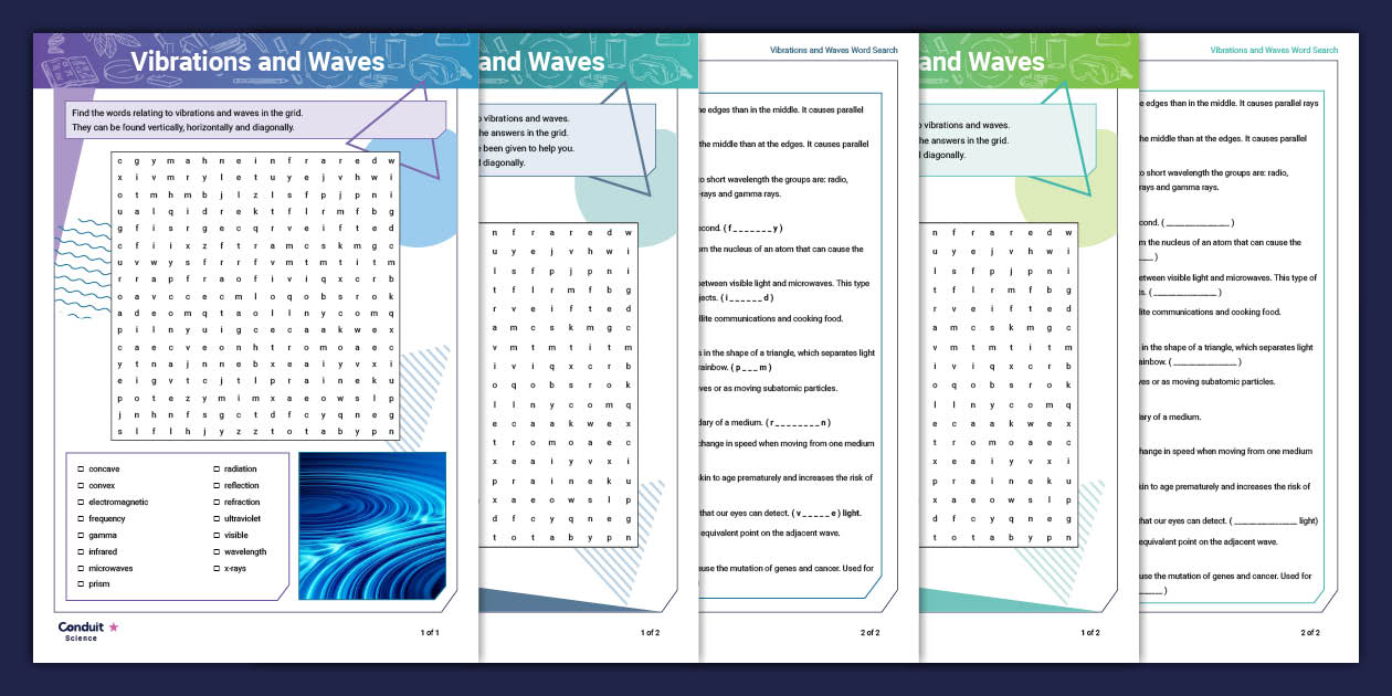 Vibrations and Waves: Word Search Activity Sheet - Twinkl
