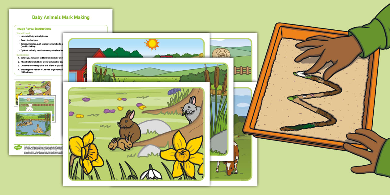 EYFS Baby Animals Mark-Making Image Reveal Activity | Twinkl