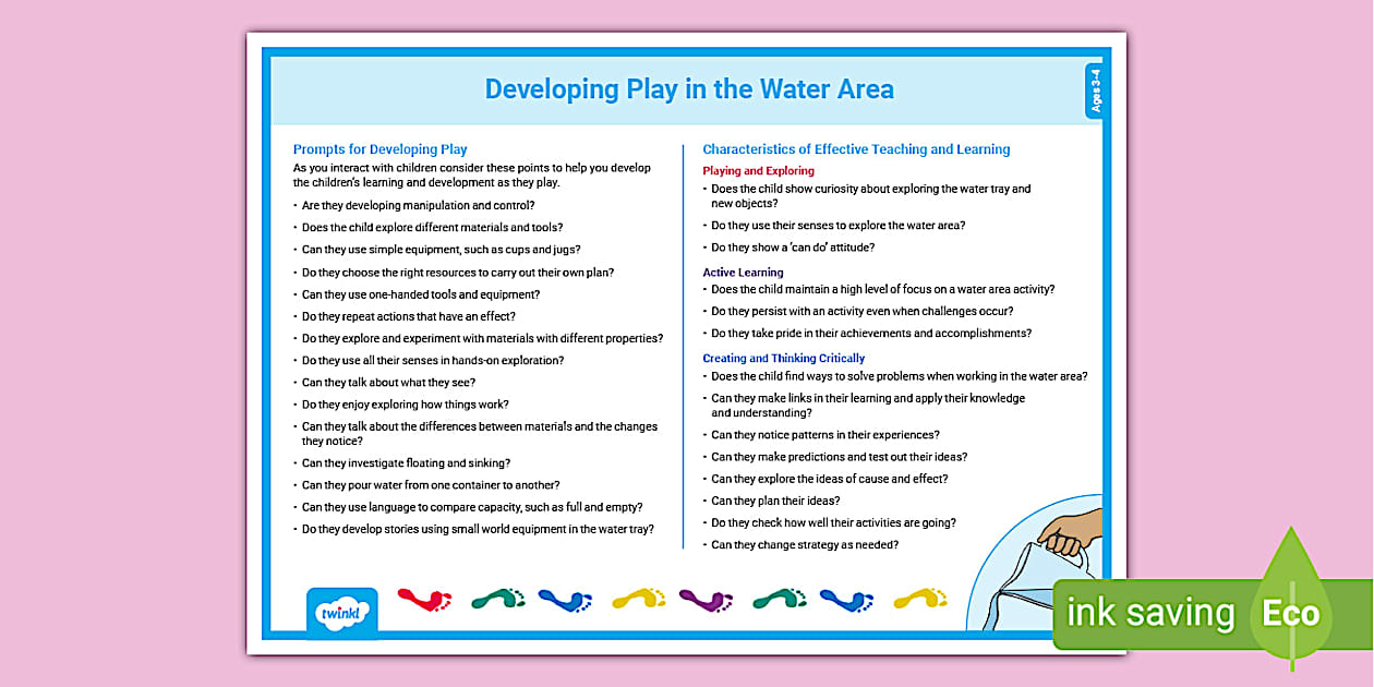 EYFS 3-4 Years Water Area Next Steps Poster (teacher made)