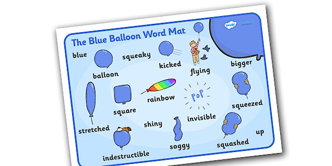 Word Mat Images to Support Teaching on The Blue Balloon