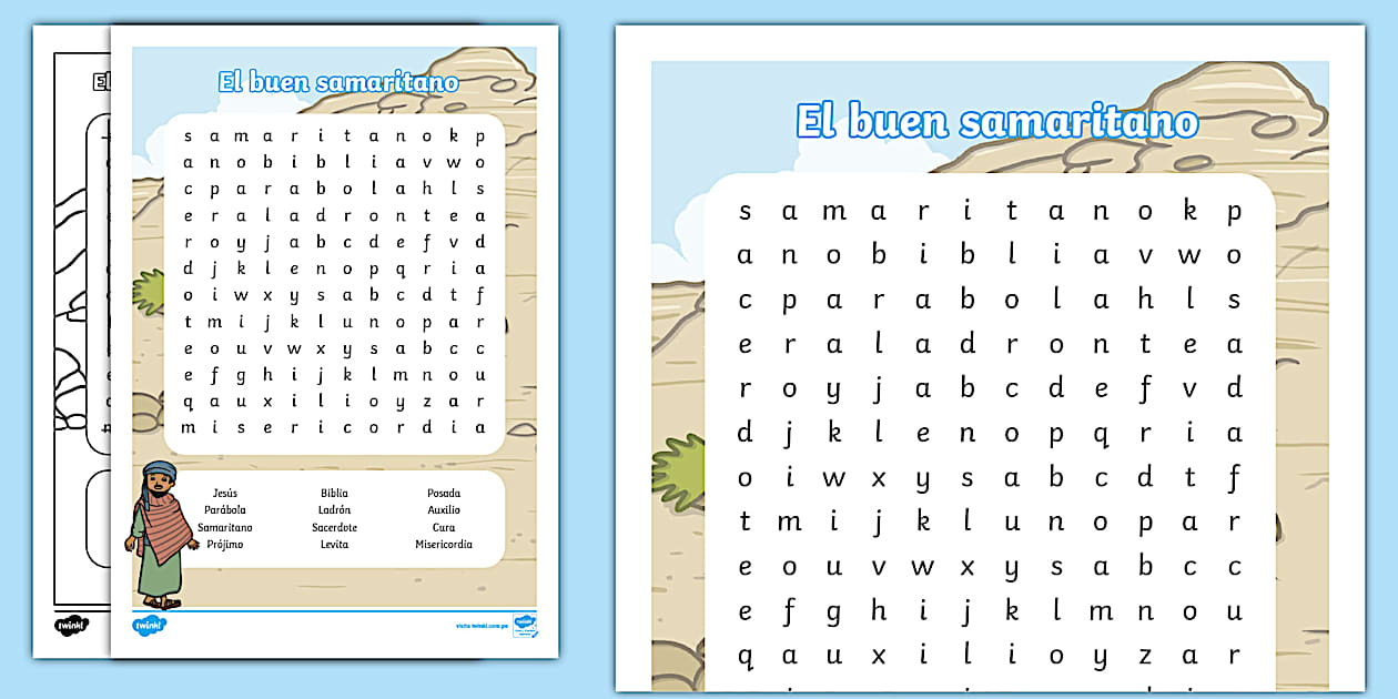 Sopa de letras: El buen samaritano | Twinkl (teacher made)