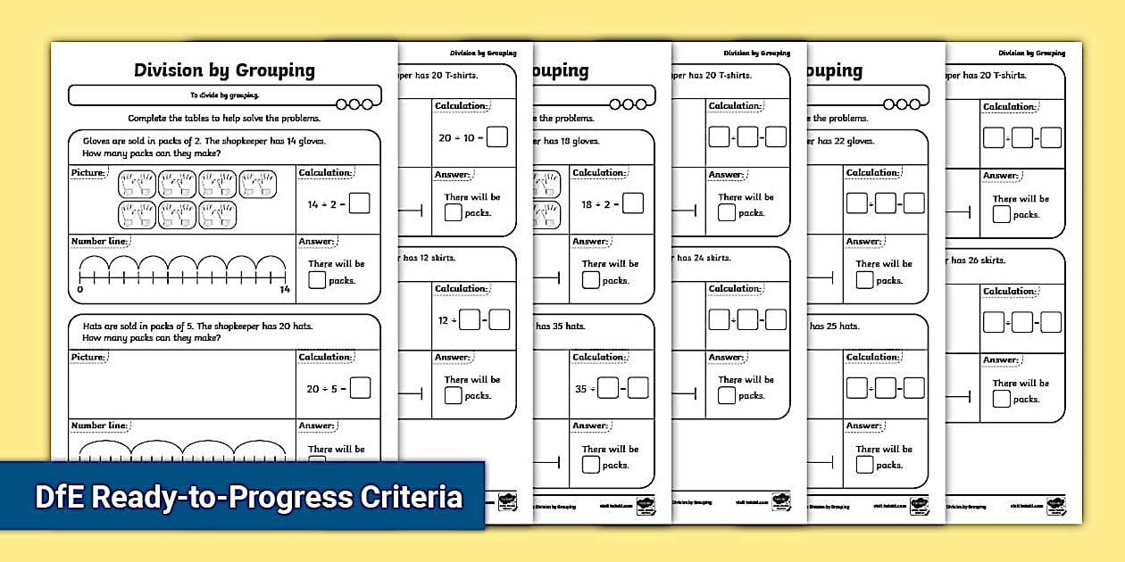 👉 Division by Grouping Maths Activity Sheets - Twinkl