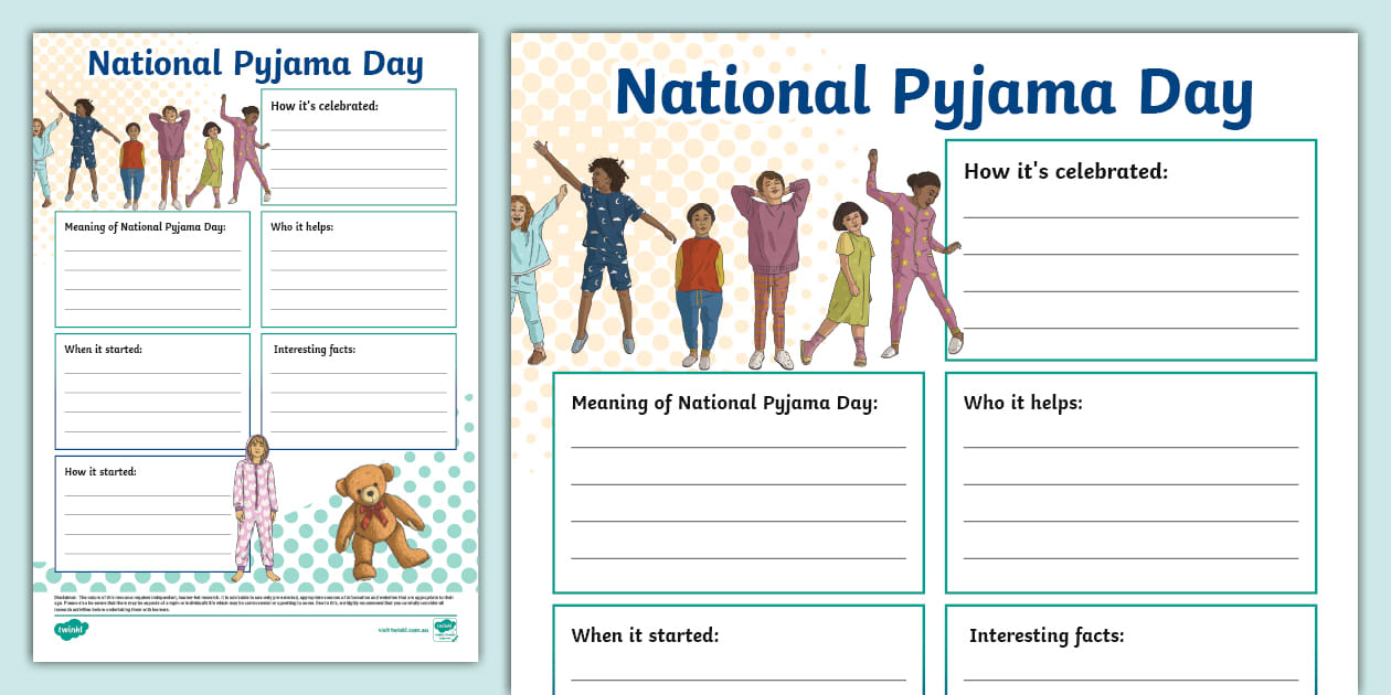 National Pyjama Day Fact File Template (teacher made)