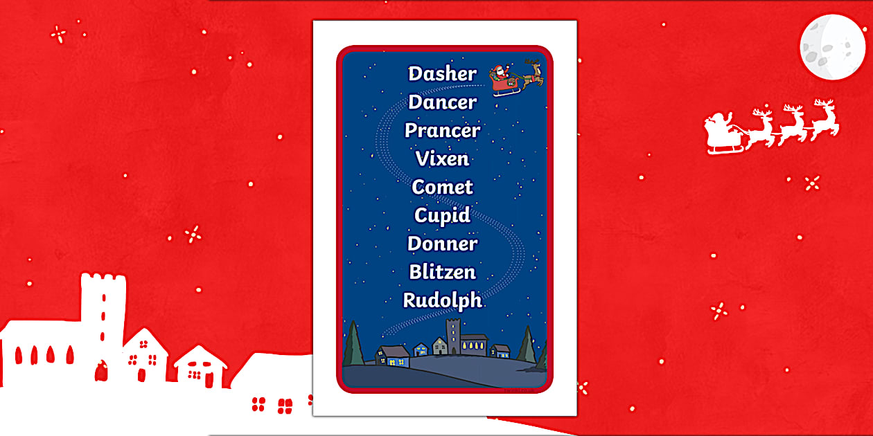 Santa's Reindeer Names Prompt Frame - Twinkl