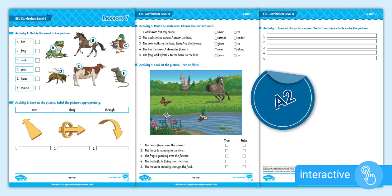 ESL Curriculum – Level 6 Lesson 7 Interactive Worksheet