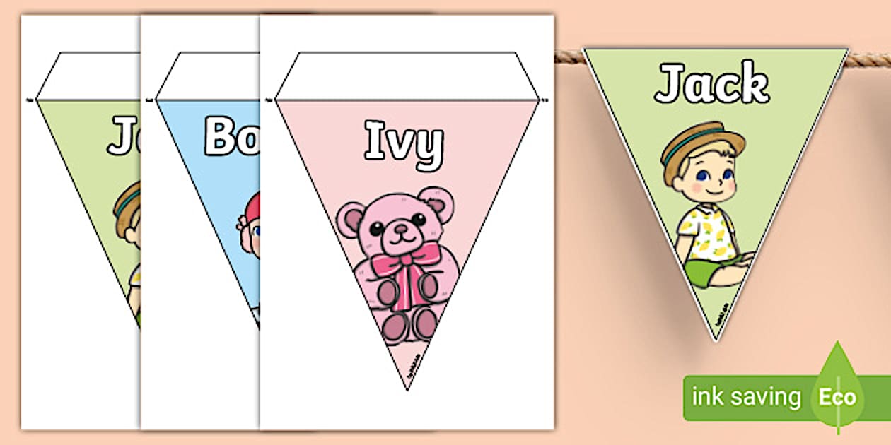 Editable Baby Name Buntings (teacher made) - Twinkl