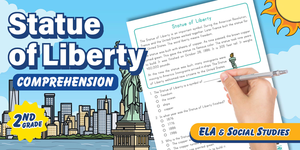 Second Grade Statue of Liberty Reading Passage Comprehension Worksheet