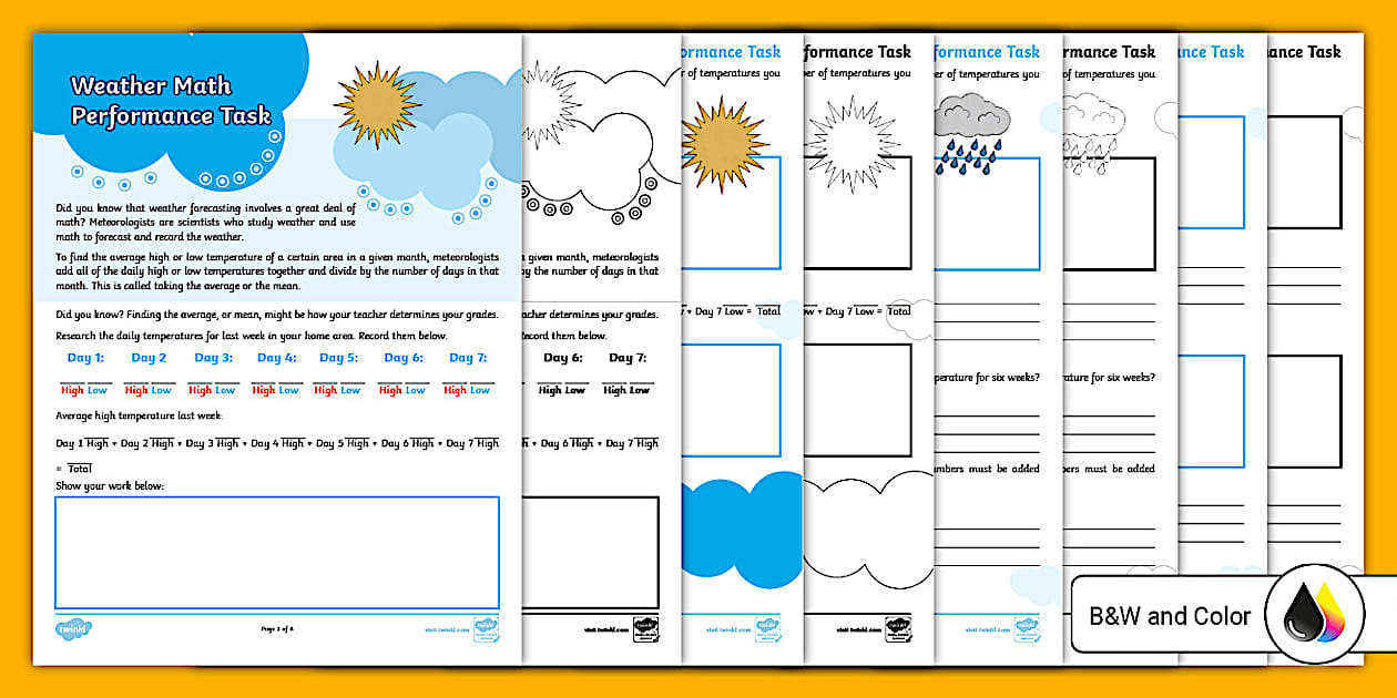 Fourth Grade Weather Math Performance Task (Teacher-Made)