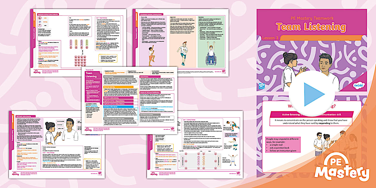 PE Mastery: Year 1 Teamwork Lesson 3 - Team Listening