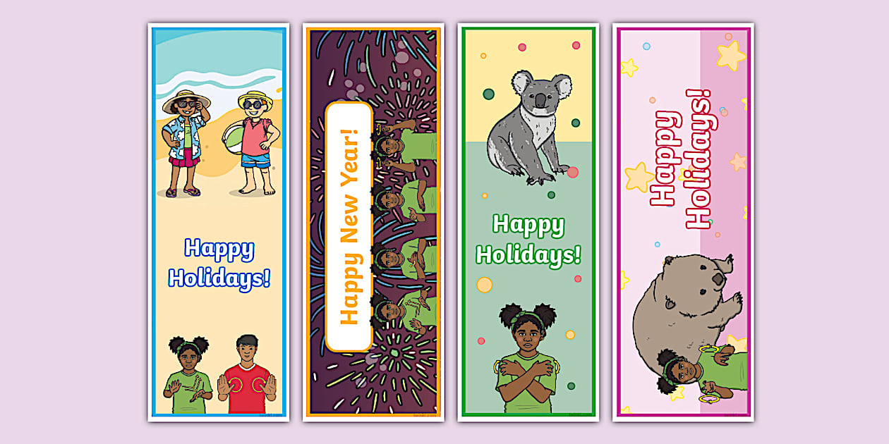 Auslan Happy Holidays Bookmarks (teacher made) - Twinkl