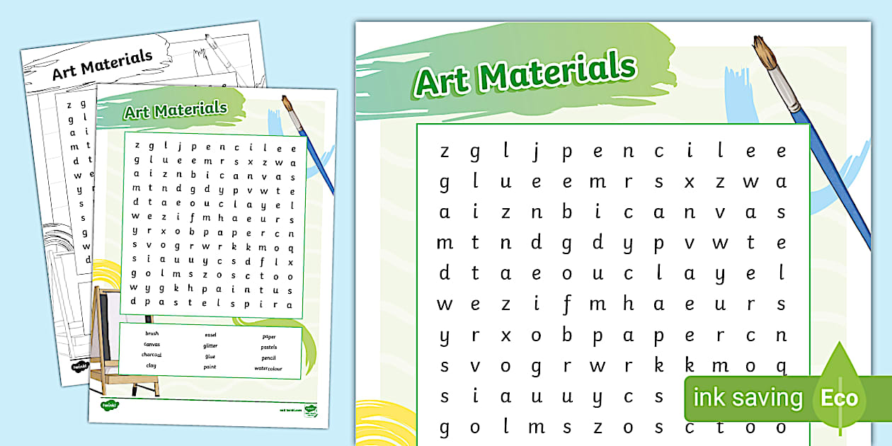 Art Materials Word Search (teacher made) - Twinkl