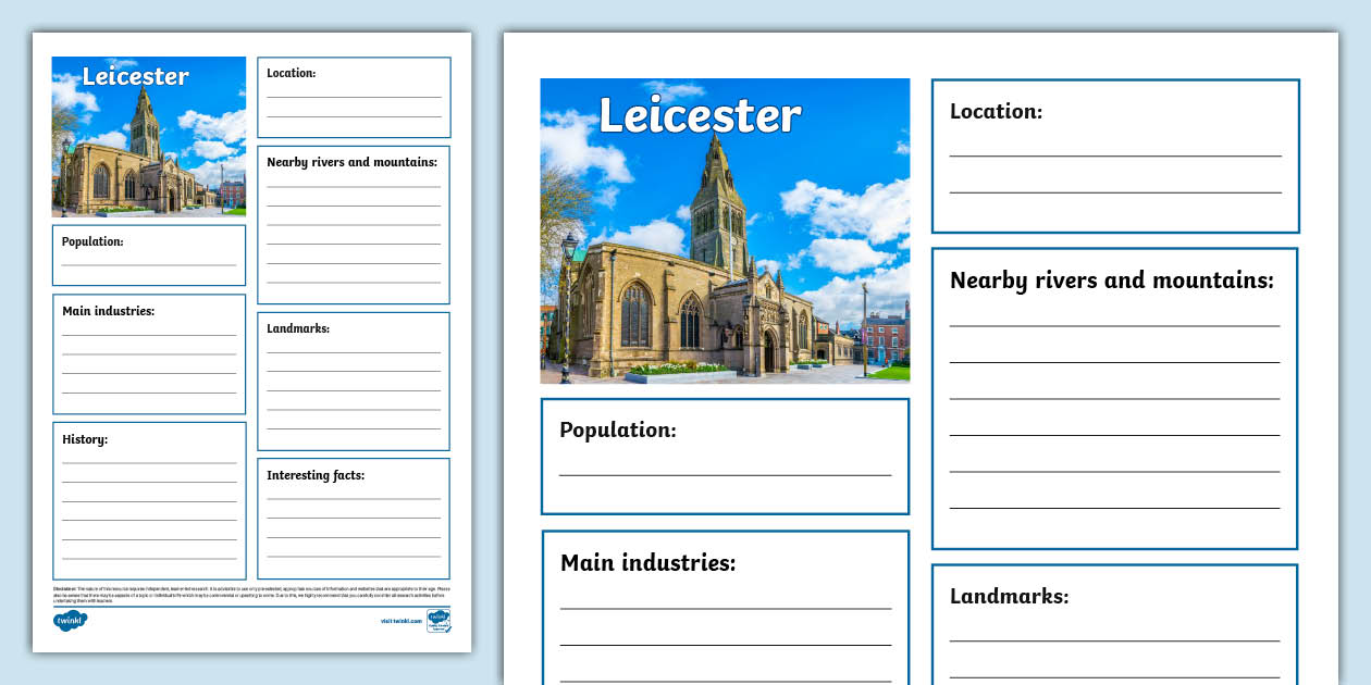 Leicester Fact File Template - Twinkl Leicester - Twinkl