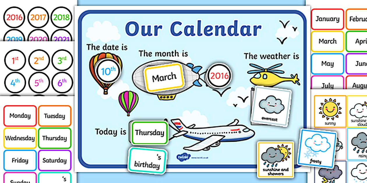 Sky Themed Display Calendar (teacher made) - Twinkl