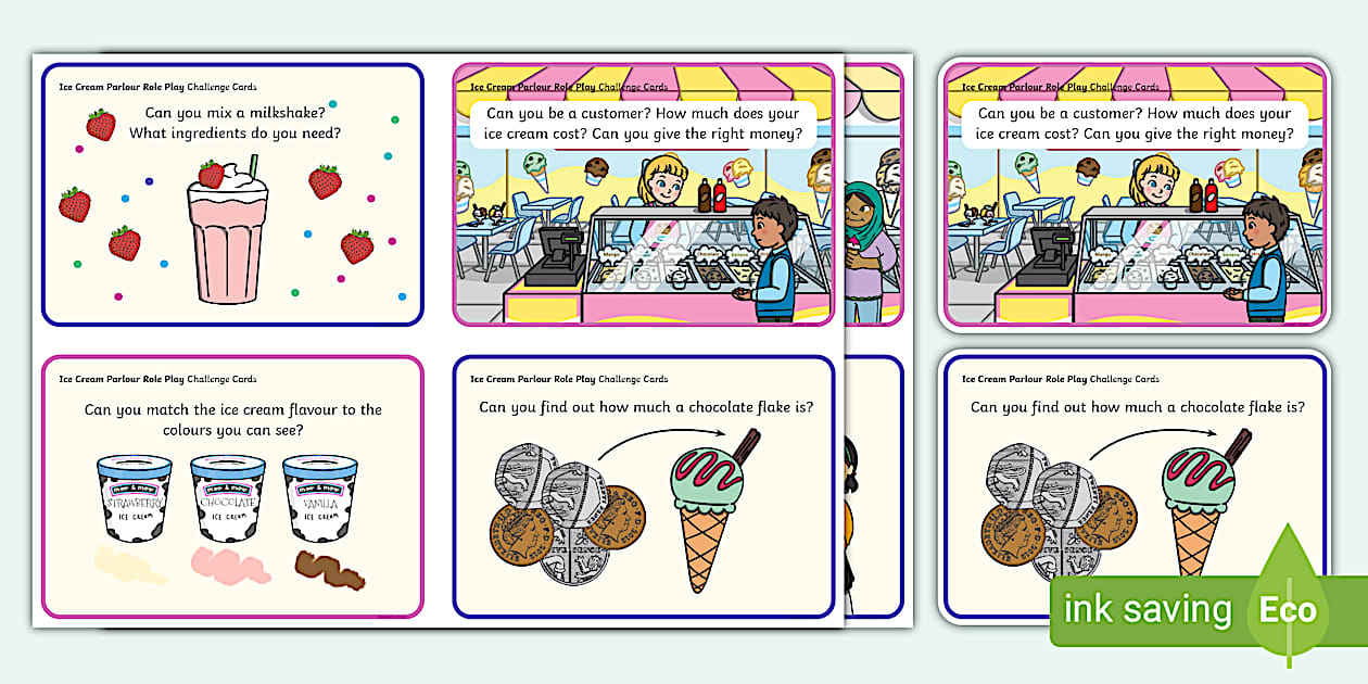 Ice Cream Parlor Role Play Challenge Cards - ESL Ice Cream Role Play Cards