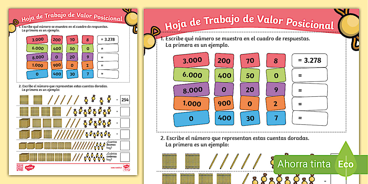 Guía de Trabajo: Valor Posicional Montessori - Twinkl
